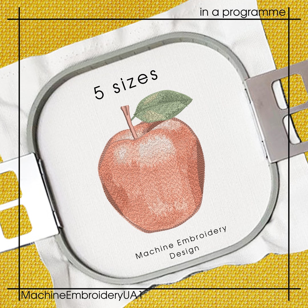 Apple Photo Machine Embroidery Design Realistic Apple Red Green Element ...