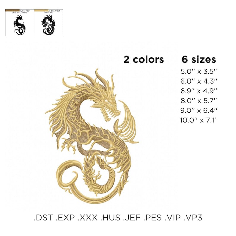Set of 5 Dragon Machine Embroidery Designs, Fantasy Dragon Embroidery ...