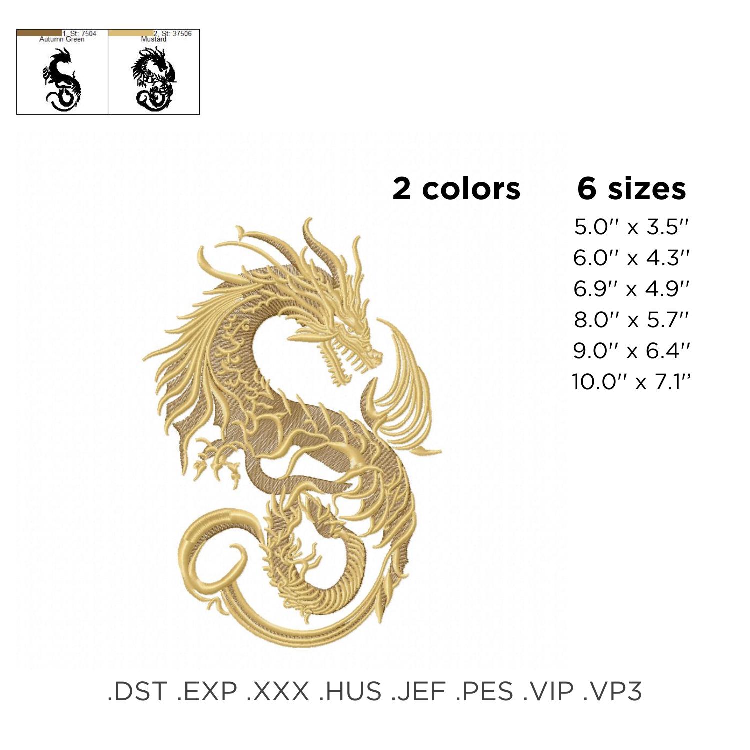 Set of 5 Dragon Machine Embroidery Designs, Fantasy Dragon Embroidery ...