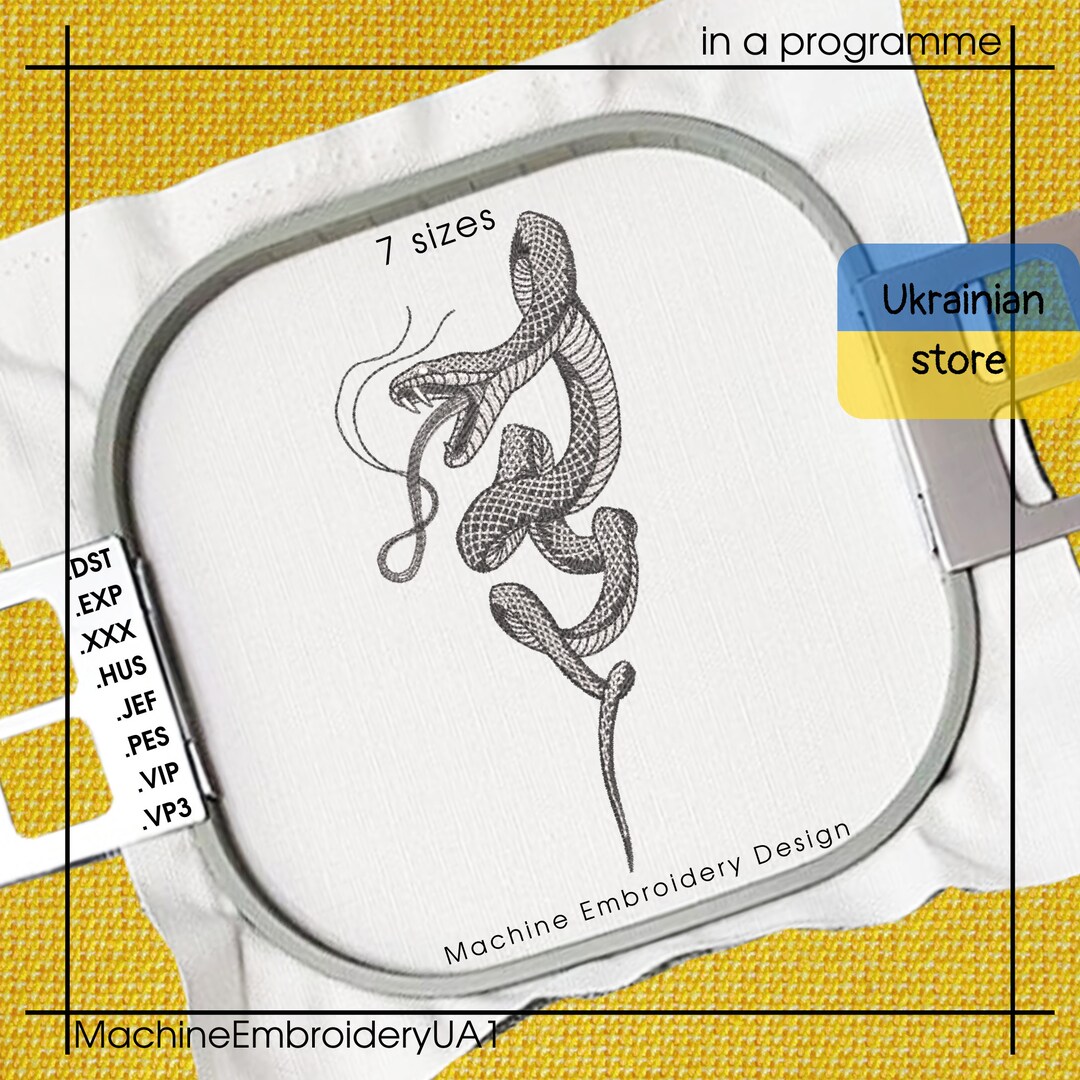 Snake Pencil Machine Embroidery Design Snake Embroidery Files 7 Sizes ...