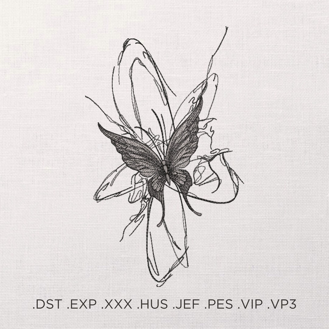 Ink Butterfly Machine Embroidery Design, Blob Butterfly Embroidery ...
