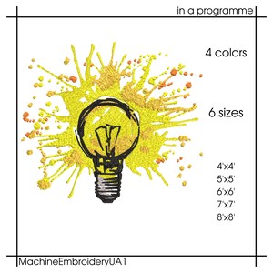 Light Bulb Machine Embroidery Pattern, Colorful Bulb Embroidery Design ...