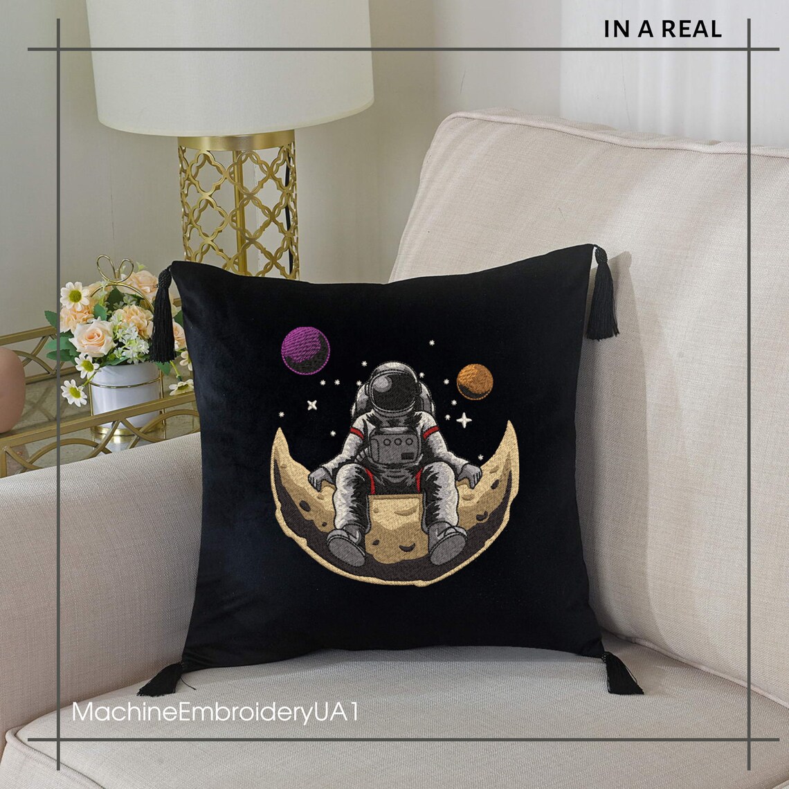 NASA Astronaut Machine Embroidery Design Space NASA Moon - Etsy