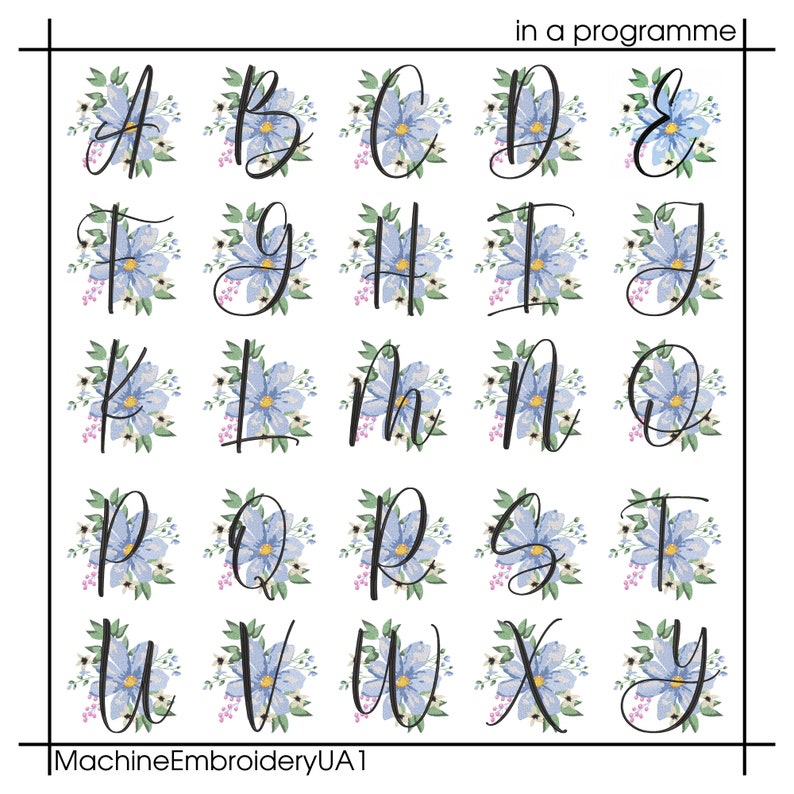 Floral Monogram Machine Embroidery Design 6 Sizes | Etsy