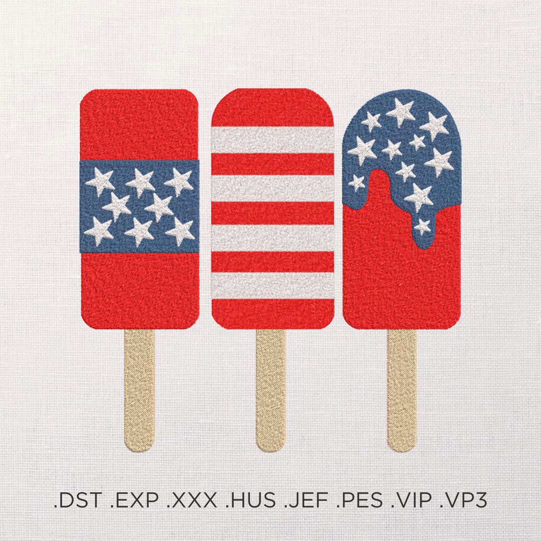 USA Flag Machine Embroidery Pattern, Patriotic Embroidery Design, Ice ...