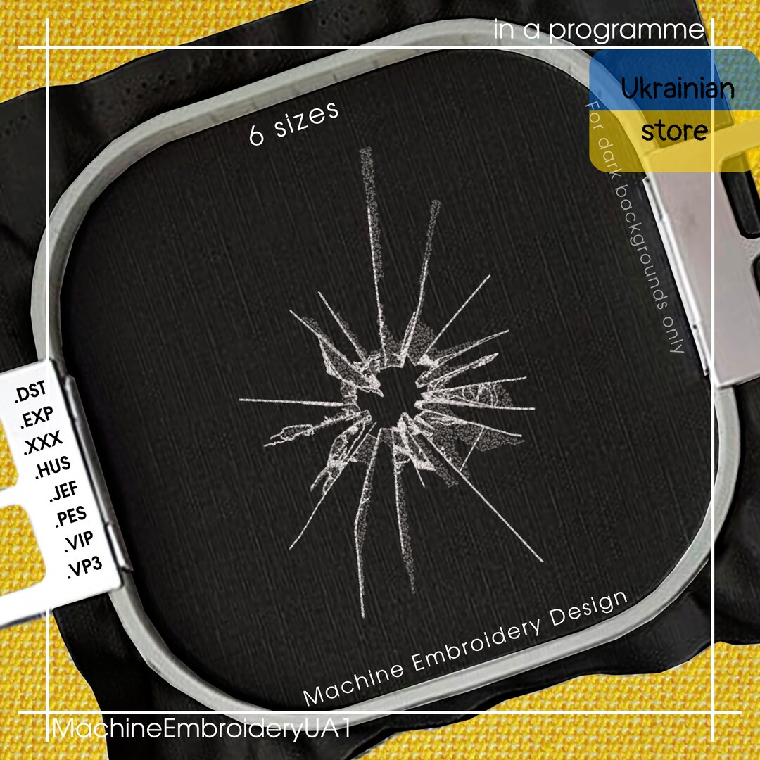 Broken Glass Machine Embroidery Design Broken Heart Embroidery Files 6 ...