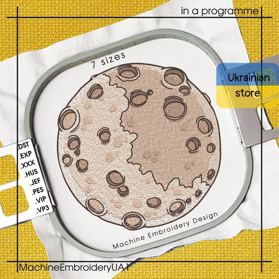 Planet Moon Machine Embroidery Design Planet Moon Embroidery - Etsy