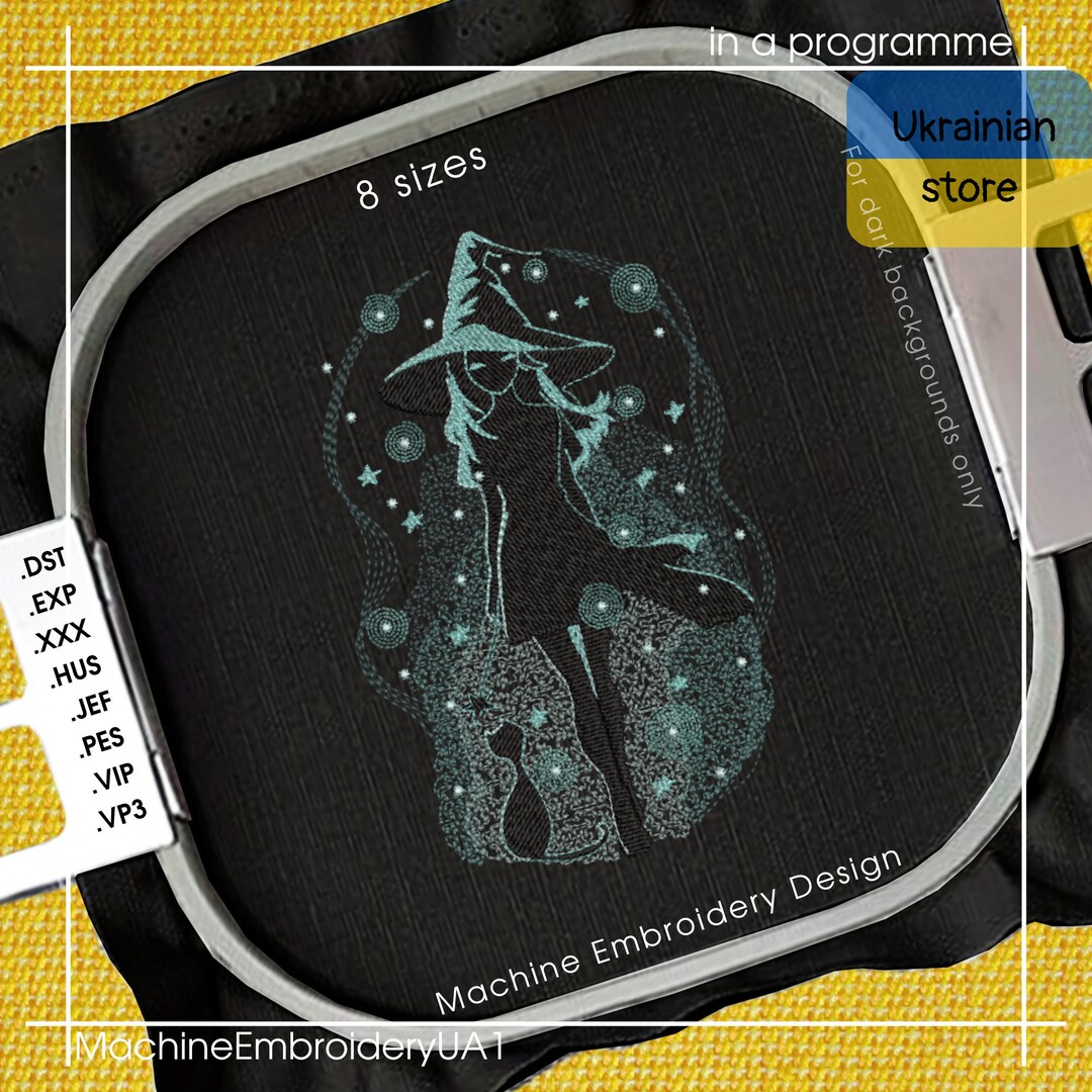 Magical Witch Machine Embroidery Design Witch Halloween Embroidery ...