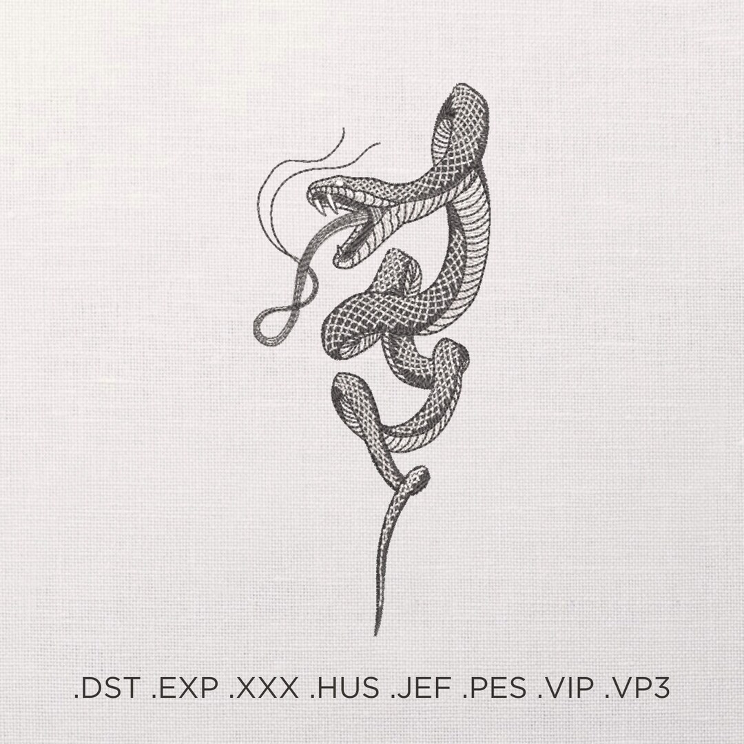 Snake Machine Embroidery Pattern, Painting Style Embroidery Design ...