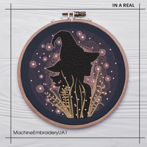 Glowing Witch Machine Embroidery Design Glowing Witch for Halloween ...