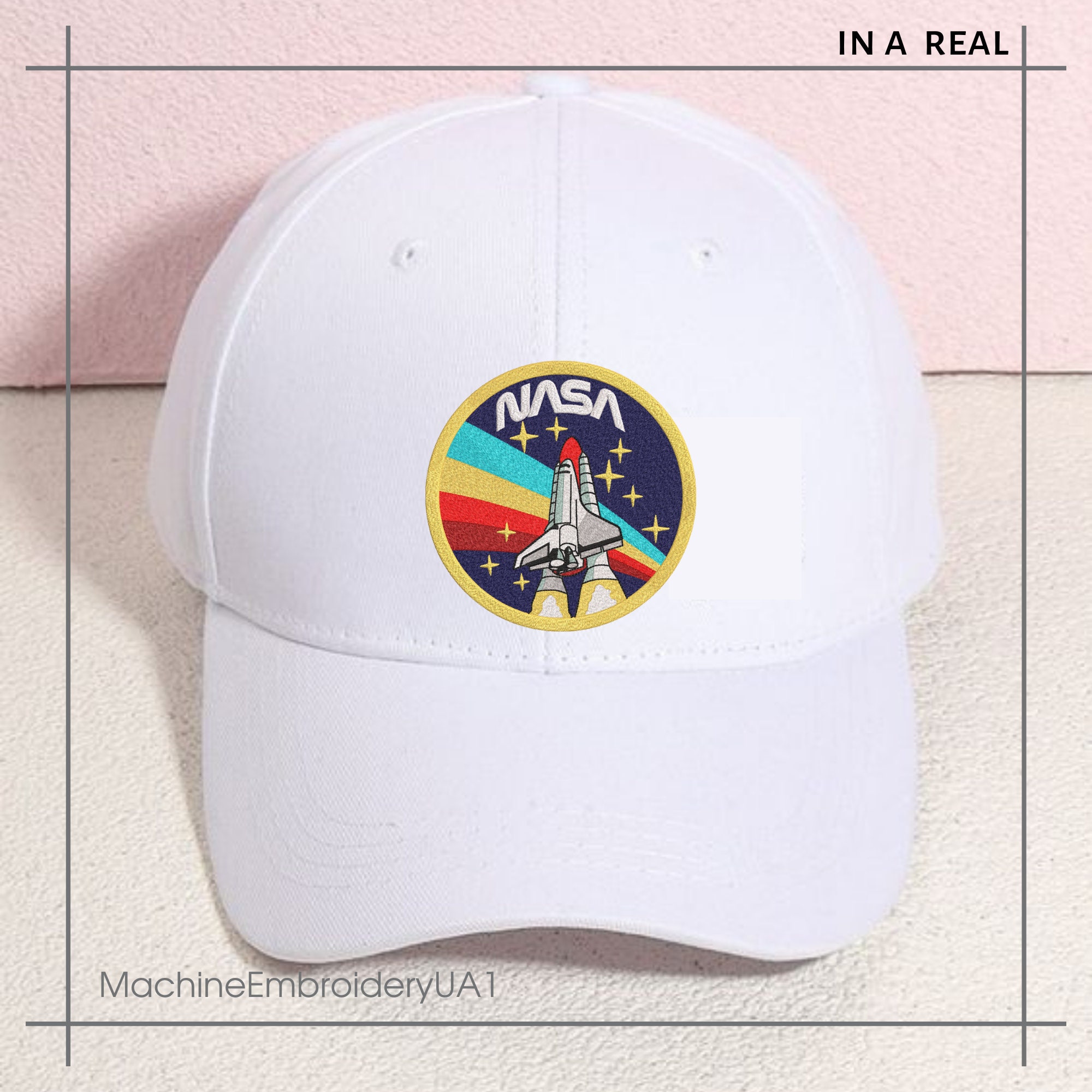 NASA Emblem With Astronaut Machine Embroidery Design Space - Etsy