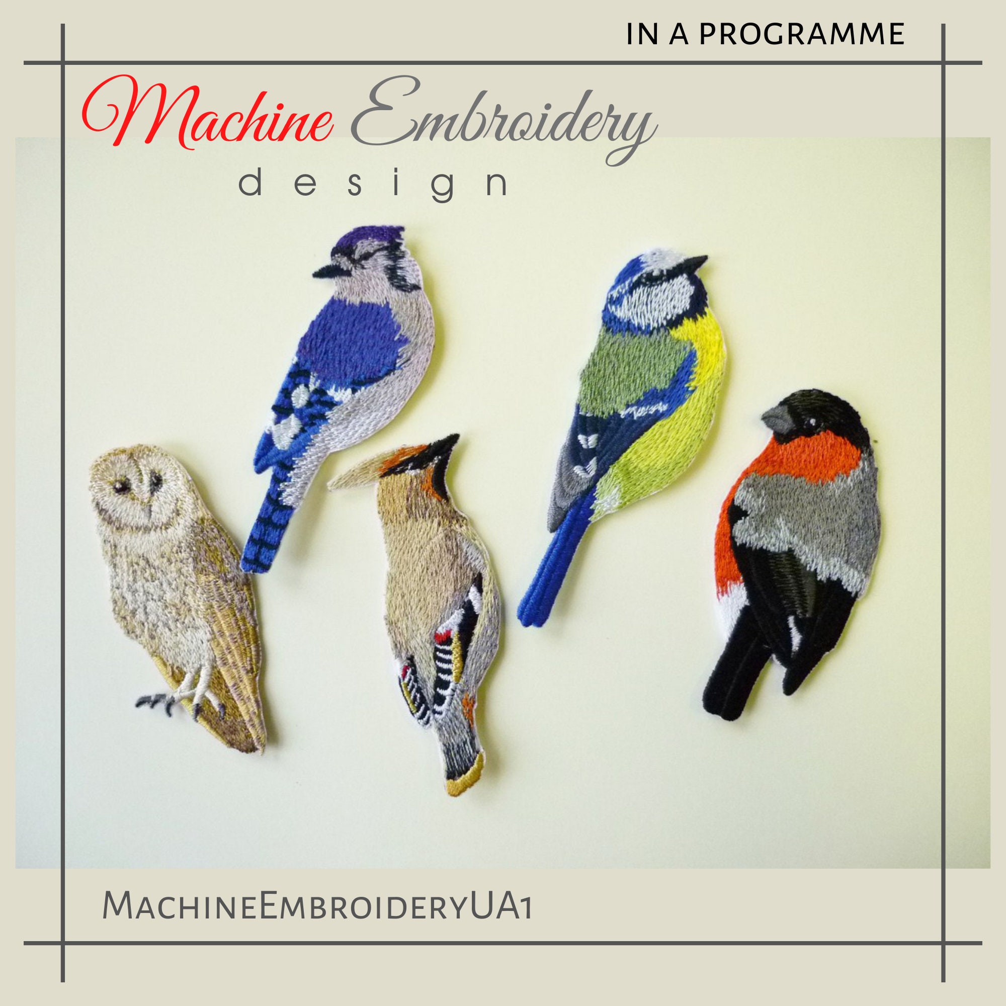 Bird Brooch. Machine Embroidery Design on Felt Instant - Etsy