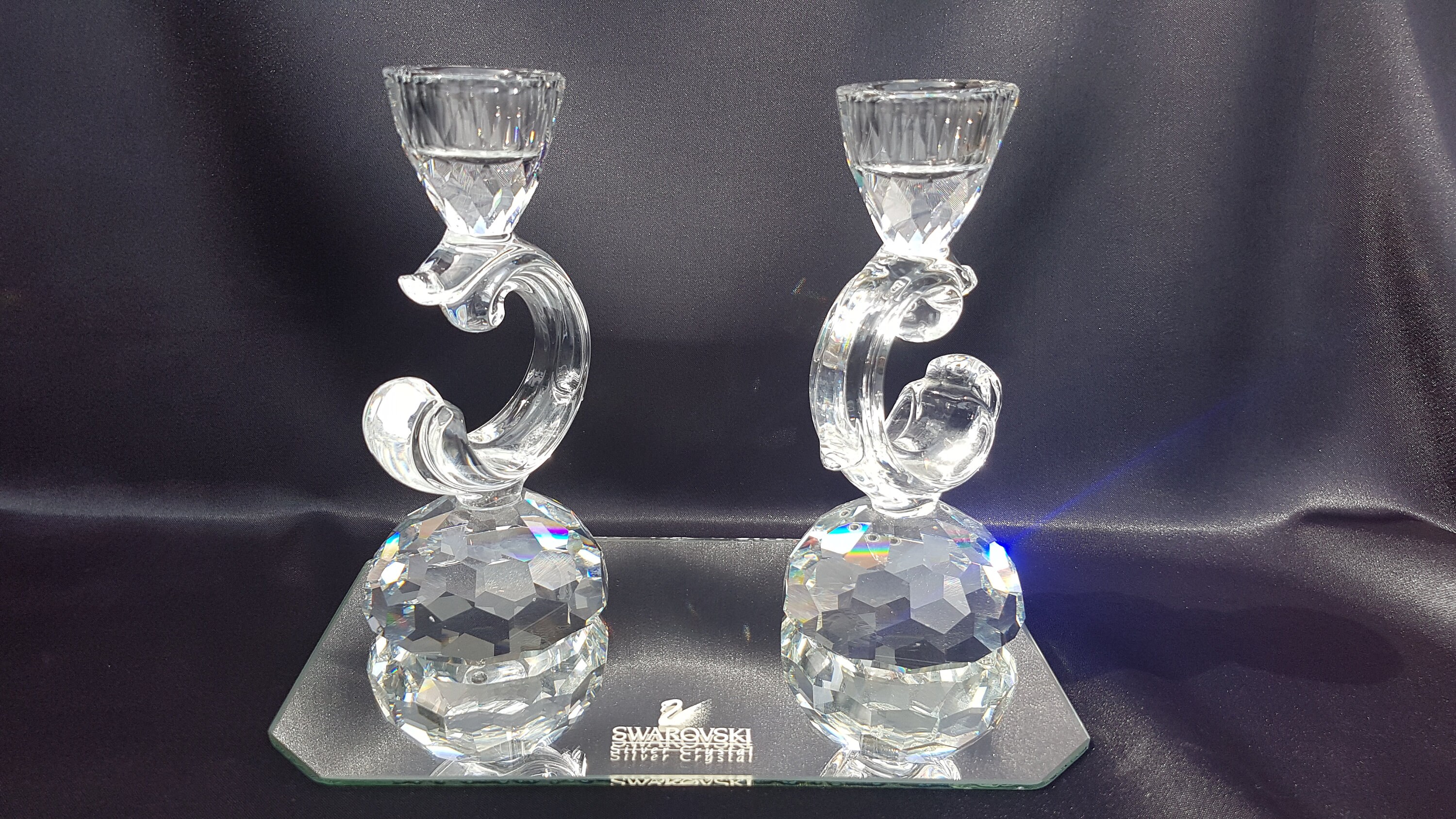 Swarovski Crystal Candlesticks / Candleholders With Tray. Baroque Style ...