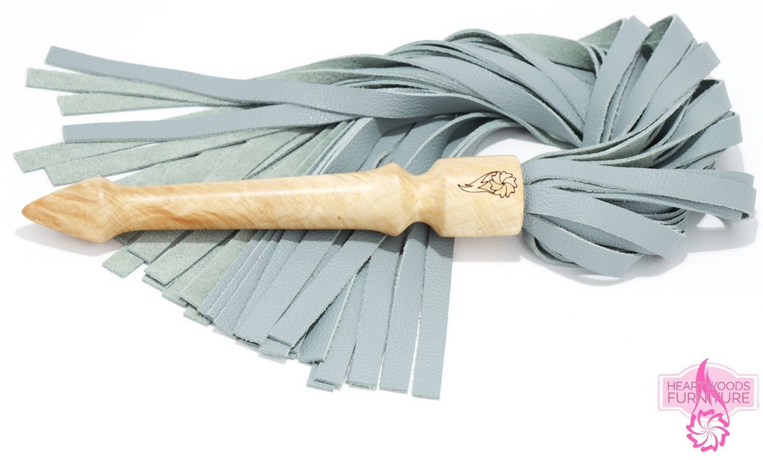 Curly Maple and Light Blue Leather Flogger 21 Falls - Etsy