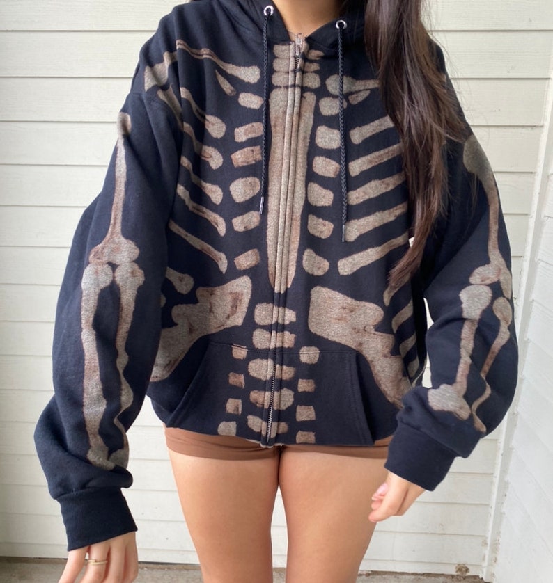 Bleached Skeleton Zip up Hoodie!! - Etsy