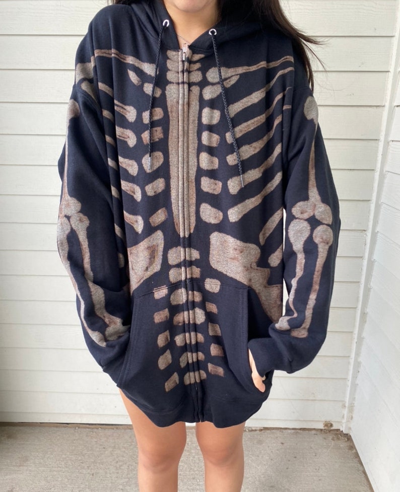 Bleached Skeleton Zip up Hoodie!! - Etsy