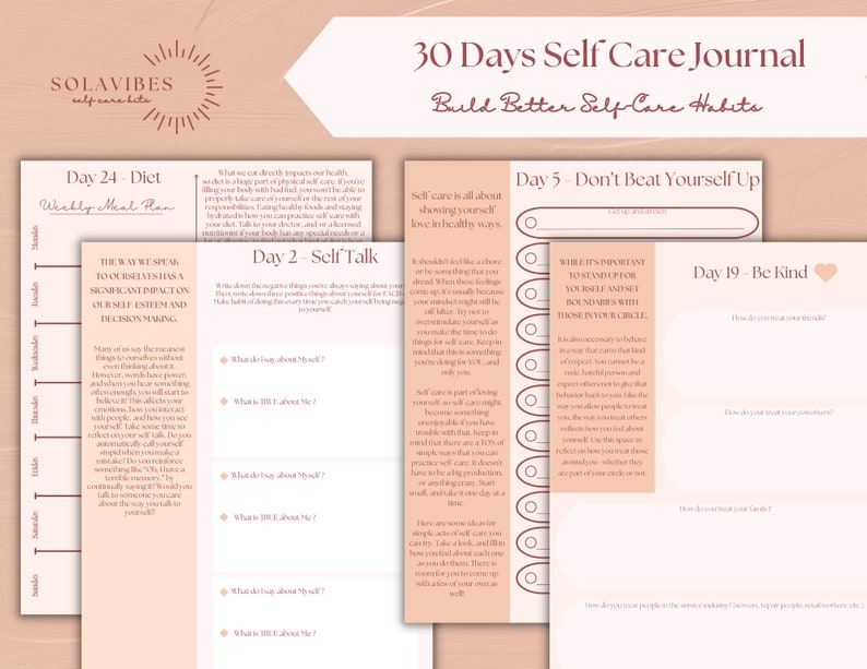 30 Day Self Care Journal - Build Better Stronger Self Care Habits ...