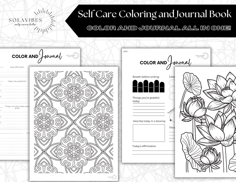 Self Care Color and Journal - Self Care Coloring Book With Guided Daily ...