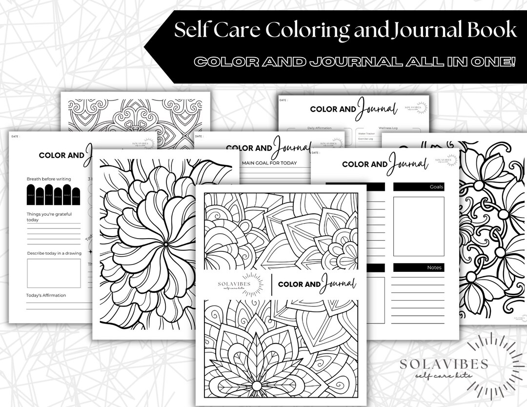 Self Care Color and Journal - Self Care Coloring Book With Guided Daily ...