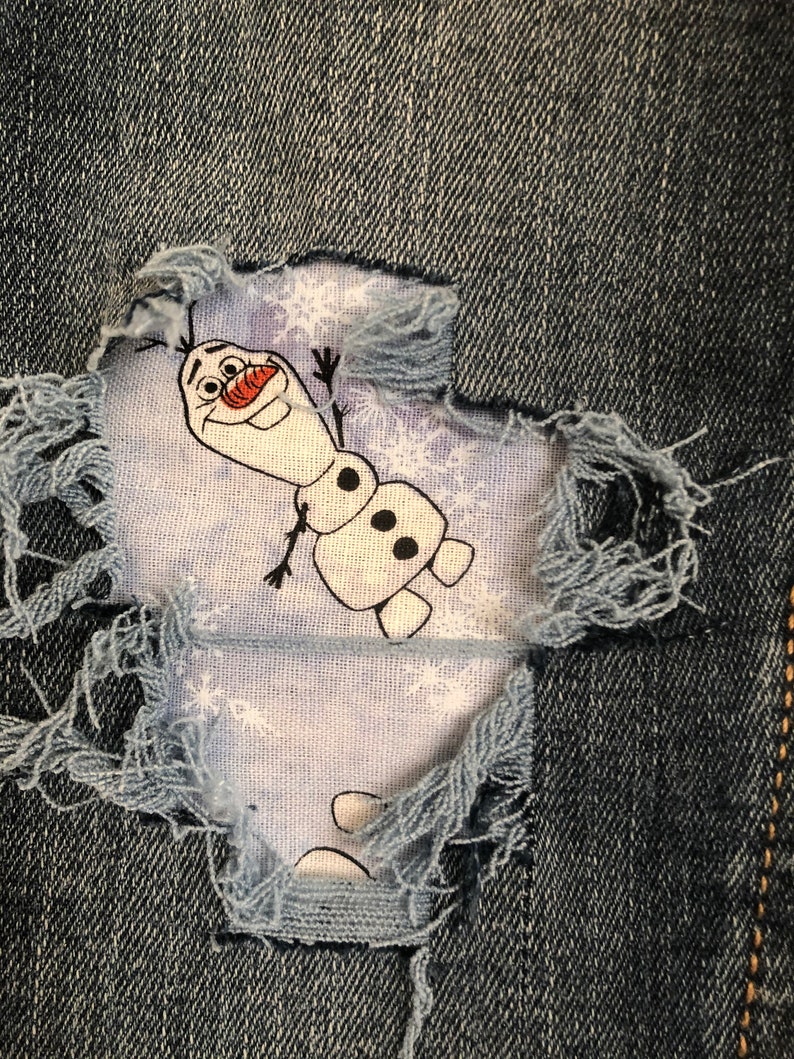 Disney Frozen Distressed Pached Denim Jeans - Etsy