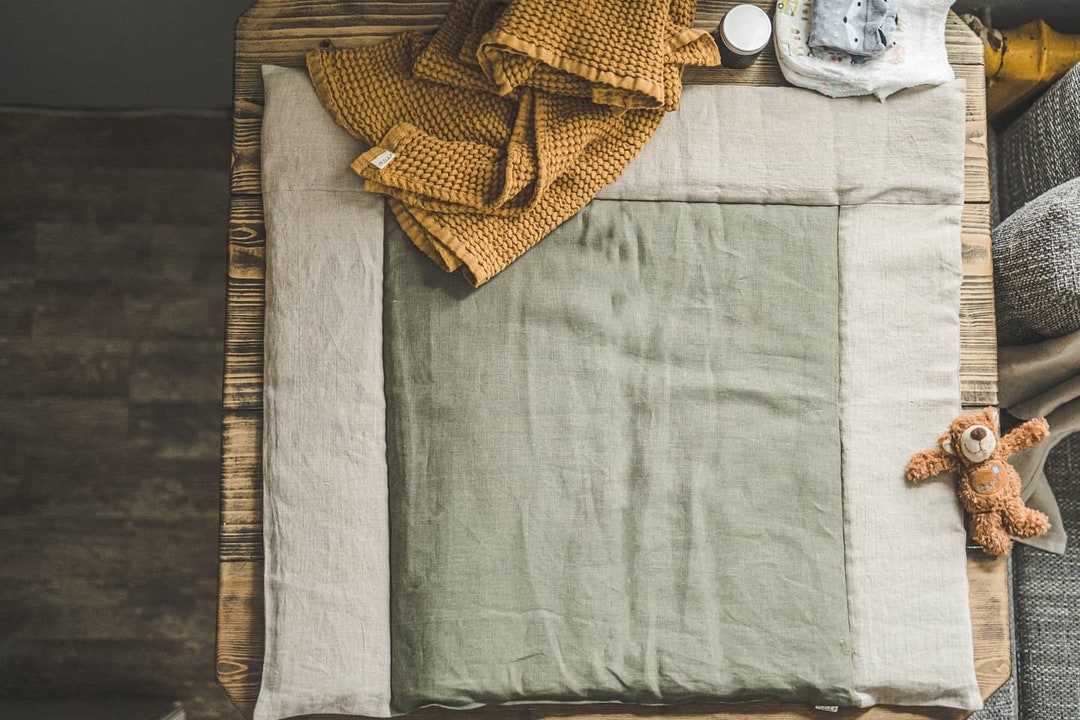 Linen Baby Changing Mat, Organic Changing Mat, Baby Diaper Changing Pad ...