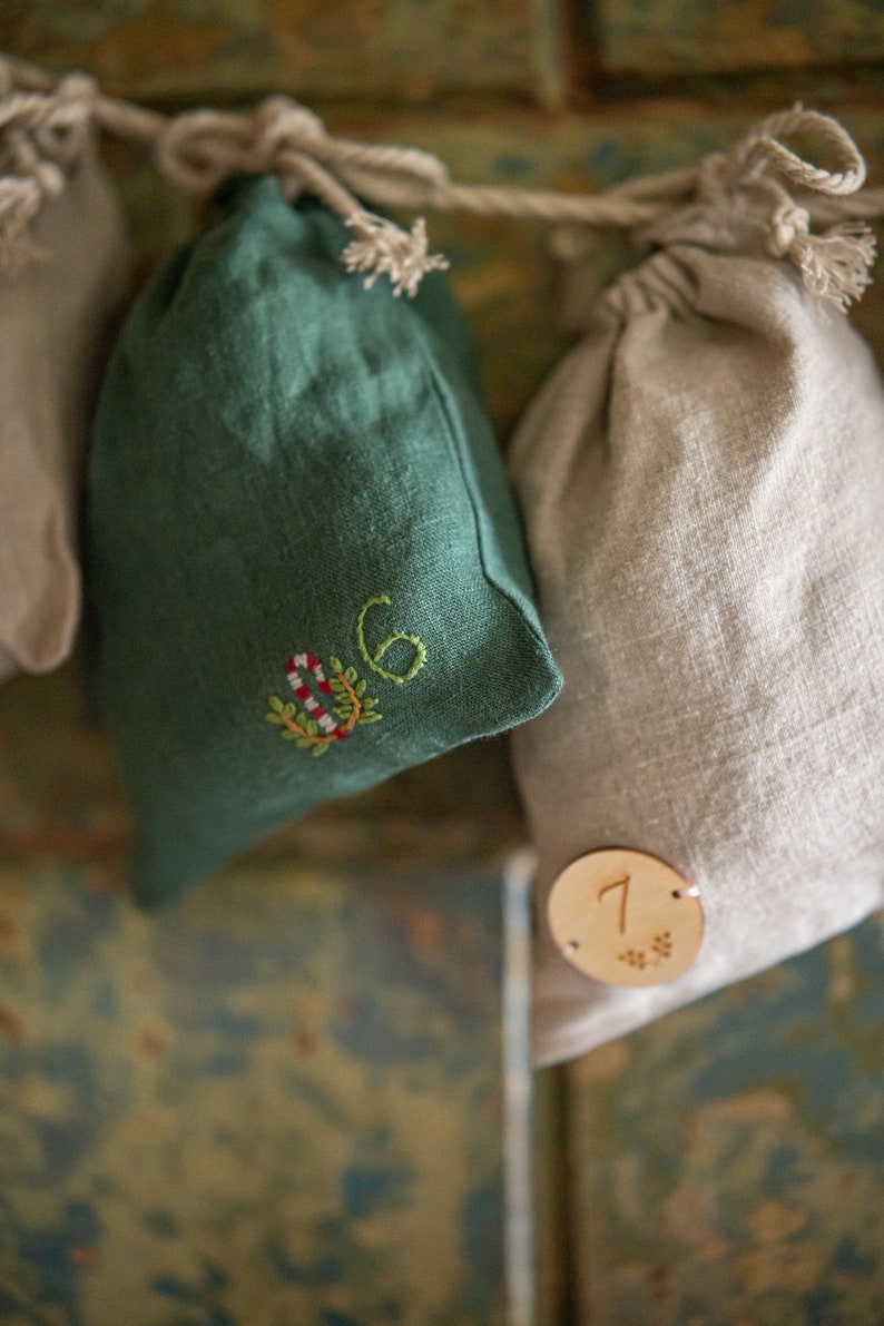 Hand-embroidered Advent Calendar From Linen Reusable - Etsy