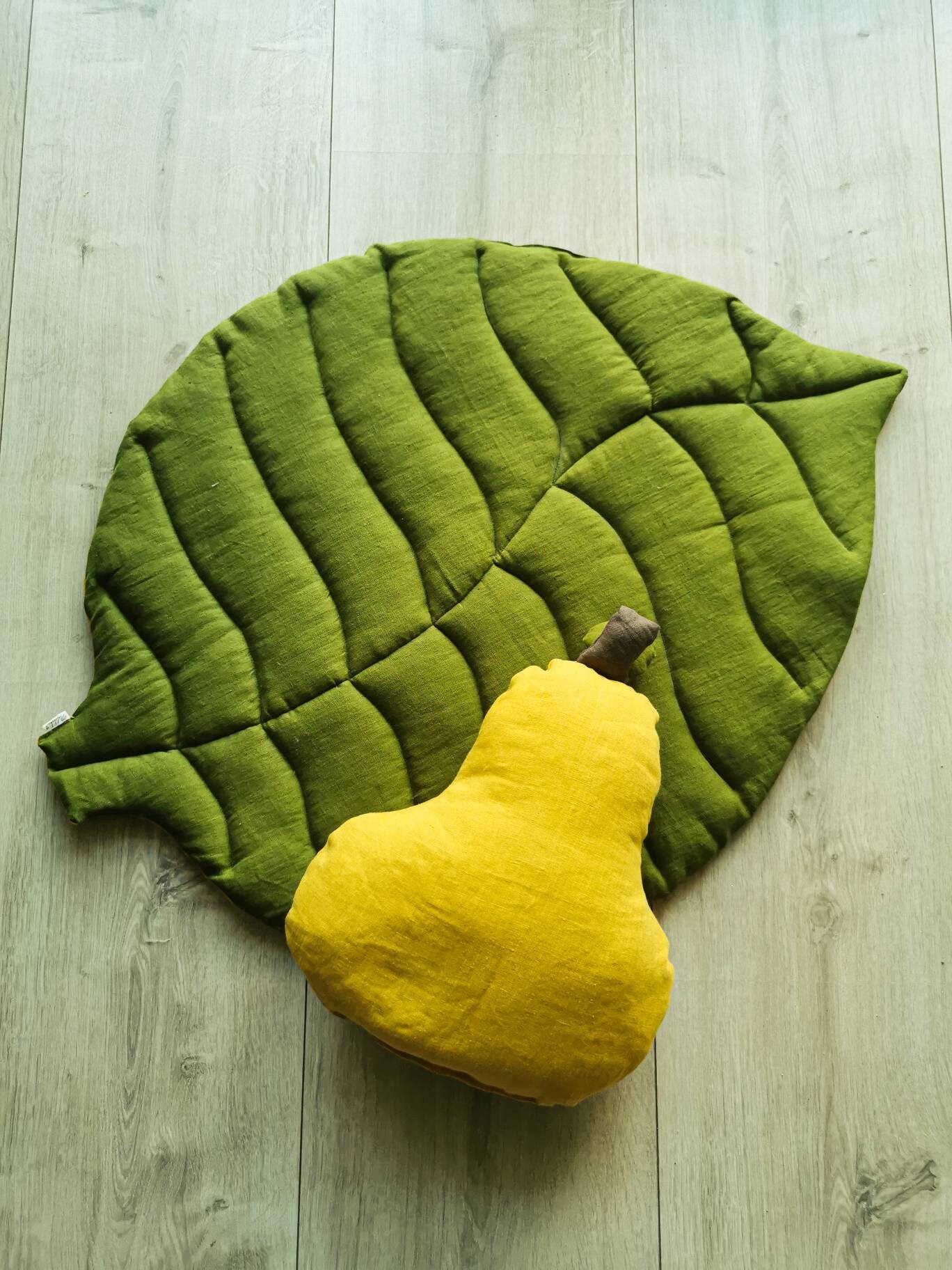 Baby Activity Mat Leaf Linen Nursery Mat Double-sided Leaf - Etsy