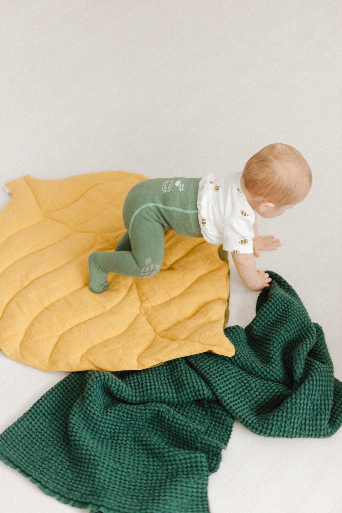 Baby Activity Mat Leaf Linen Nursery Mat Double-sided Leaf - Etsy