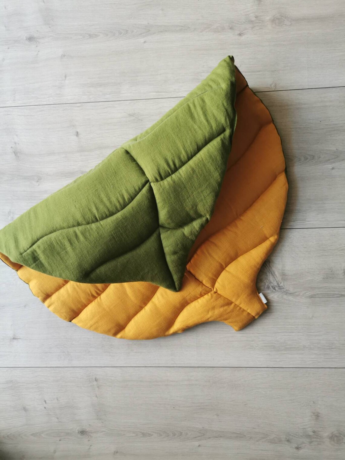 Linen Leaf Play Mat, Organic Play Rug, Leaf Baby Rug From Natural Linen ...