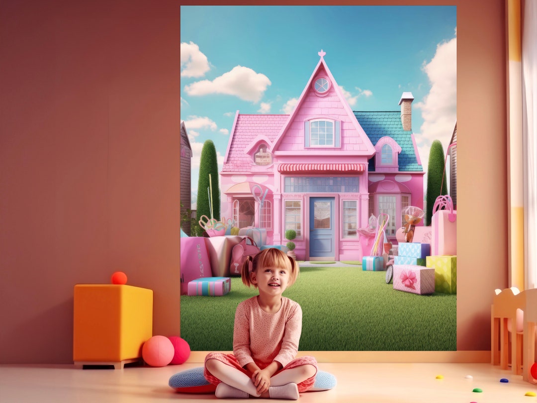 8x10 Ft Barbie Dollhouse Wallpaper Backdrop Studio 8x10 Barbie Poster ...