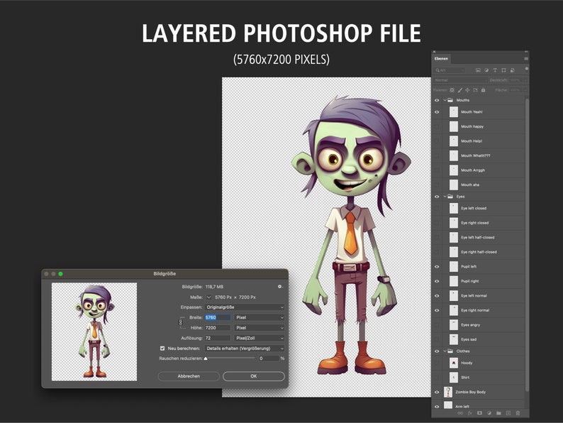 Pngtuber Model Vtuber Commission 2D Cute Zombie Boy Kawaii PNG Animated ...