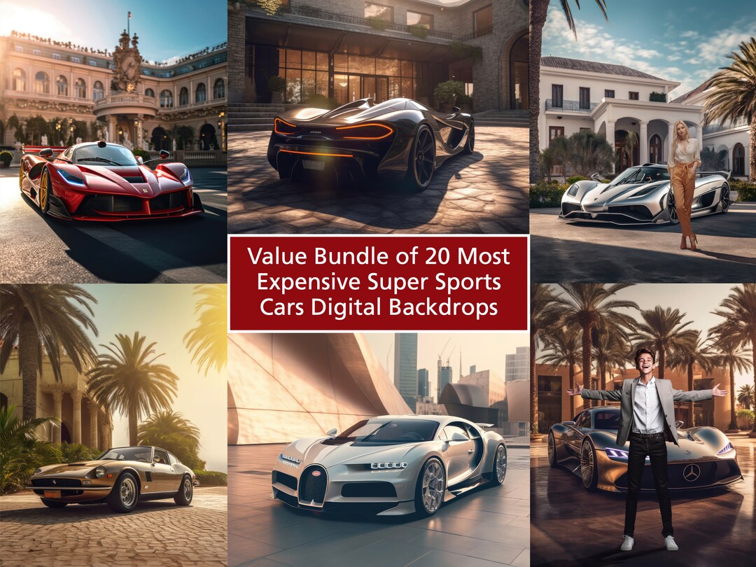 Value Bundle of 20 Super Sports Car Digital Backdrop, Photoshop Overlay ...