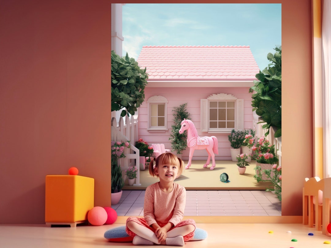 8x10 Ft Barbie Dollhouse Wallpaper Backdrop Studio 8x10 Barbie Poster ...