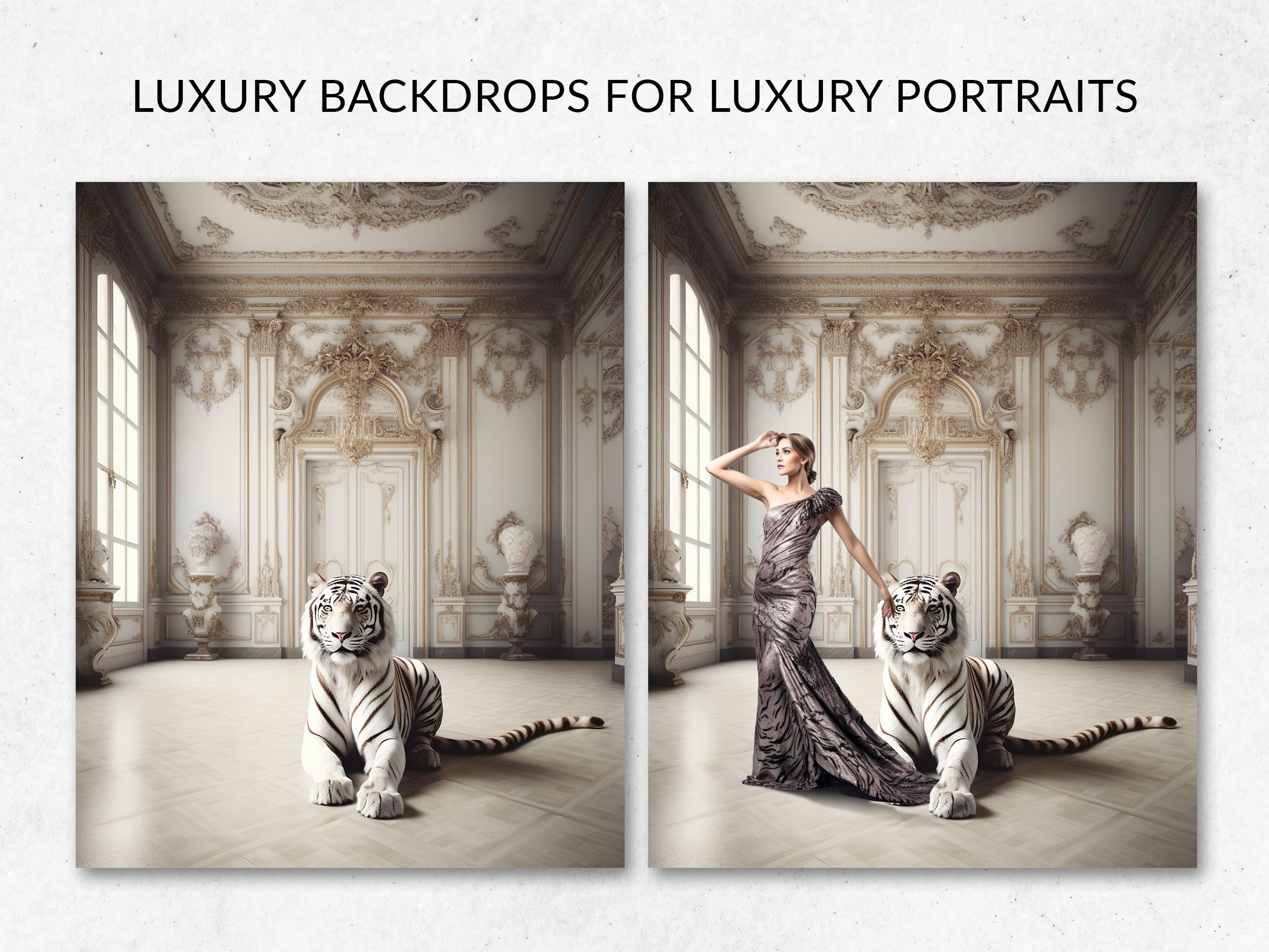 Value Bundle of 20 Elegant White Castle Animal Backdrops, Portrait ...