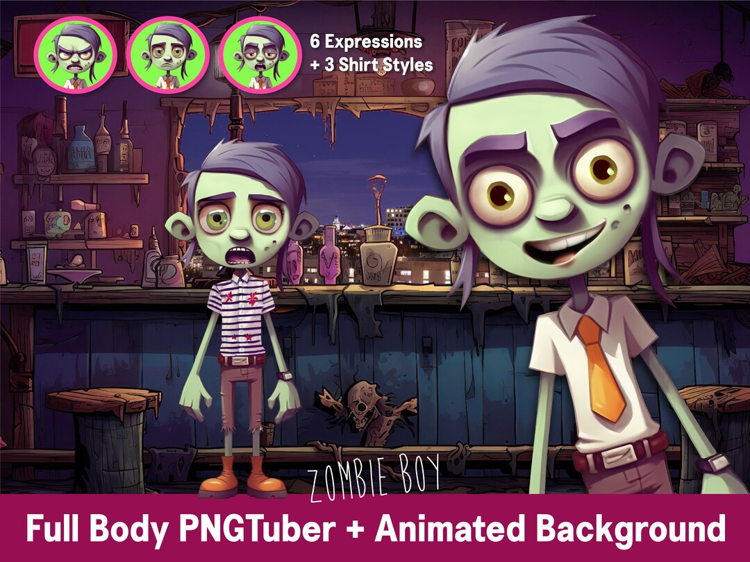 Pngtuber Model Vtuber Commission 2D Cute Zombie Boy Kawaii PNG Animated ...