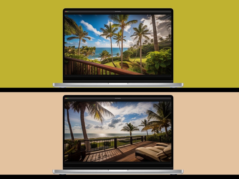 Set of 10 Zoom Backgrounds Streamer Backdrop Tropical Beach Sea and ...