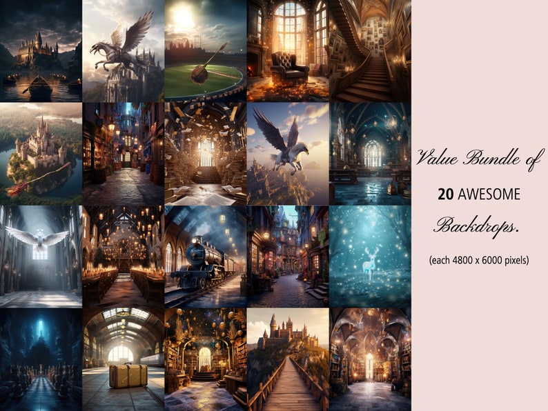Value Digital Background Bundle Wizard School Backdrop Magic - Etsy
