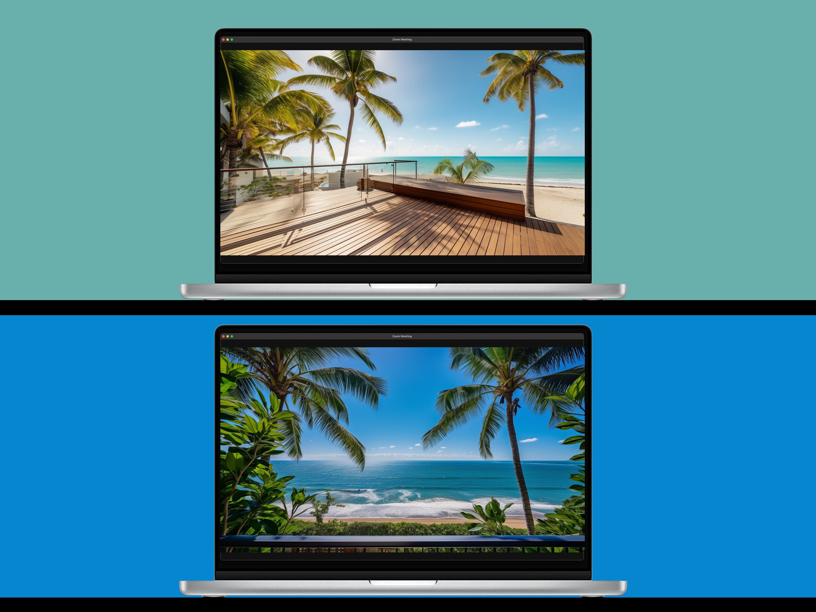 Set of 10 Zoom Backgrounds Streamer Backdrop Tropical Beach Sea and ...