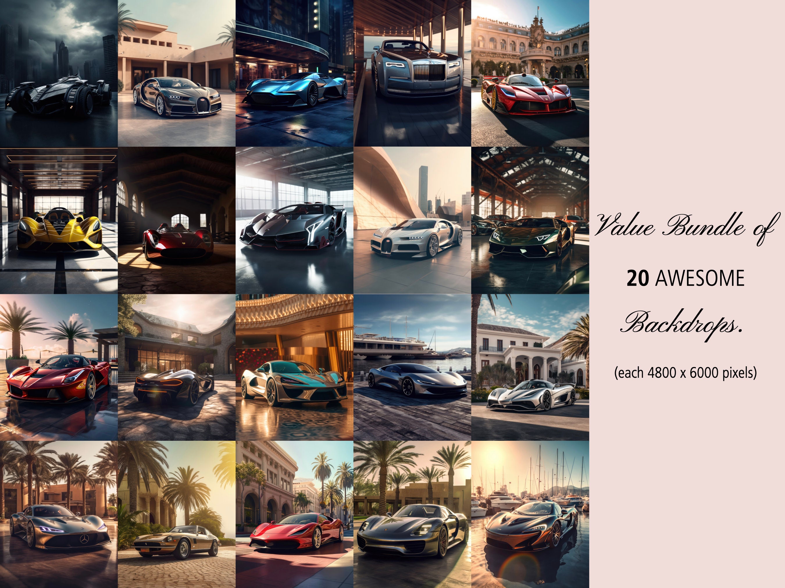 Value Bundle of 20 Super Sports Car Digital Backdrop - Etsy