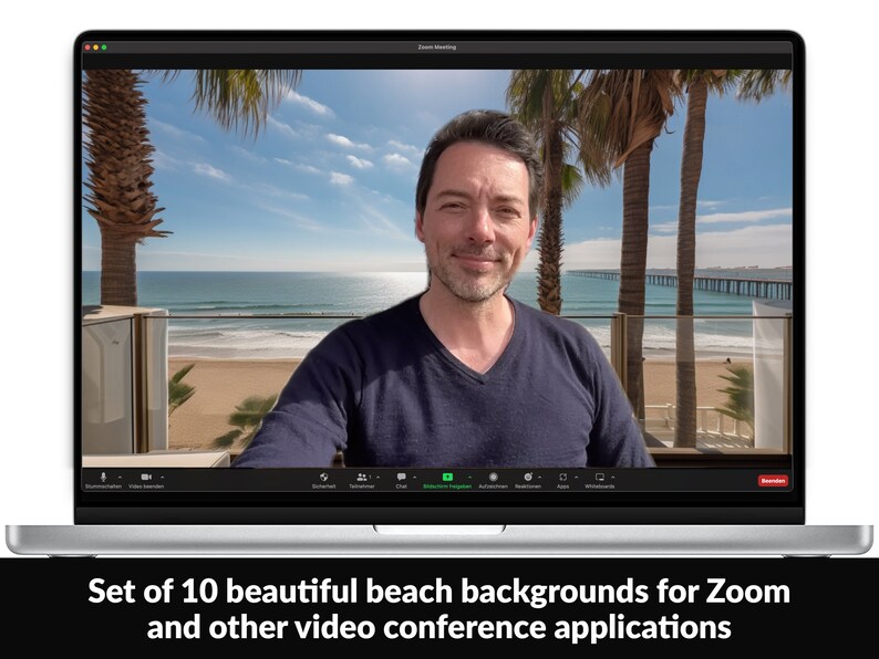 Set of 10 Zoom Backgrounds Streamer Backdrop Tropical Beach Sea and ...