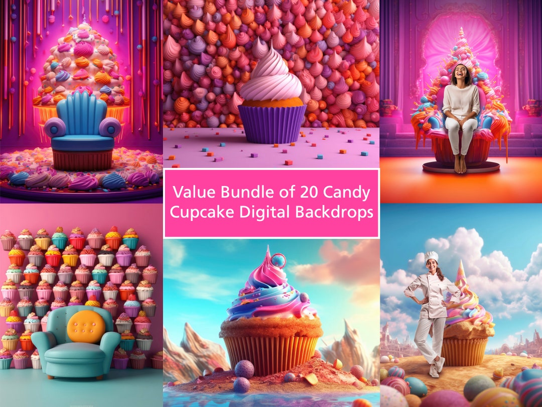 Value Digital Background Bundle Cupcake Backdrop Bakery Studio ...