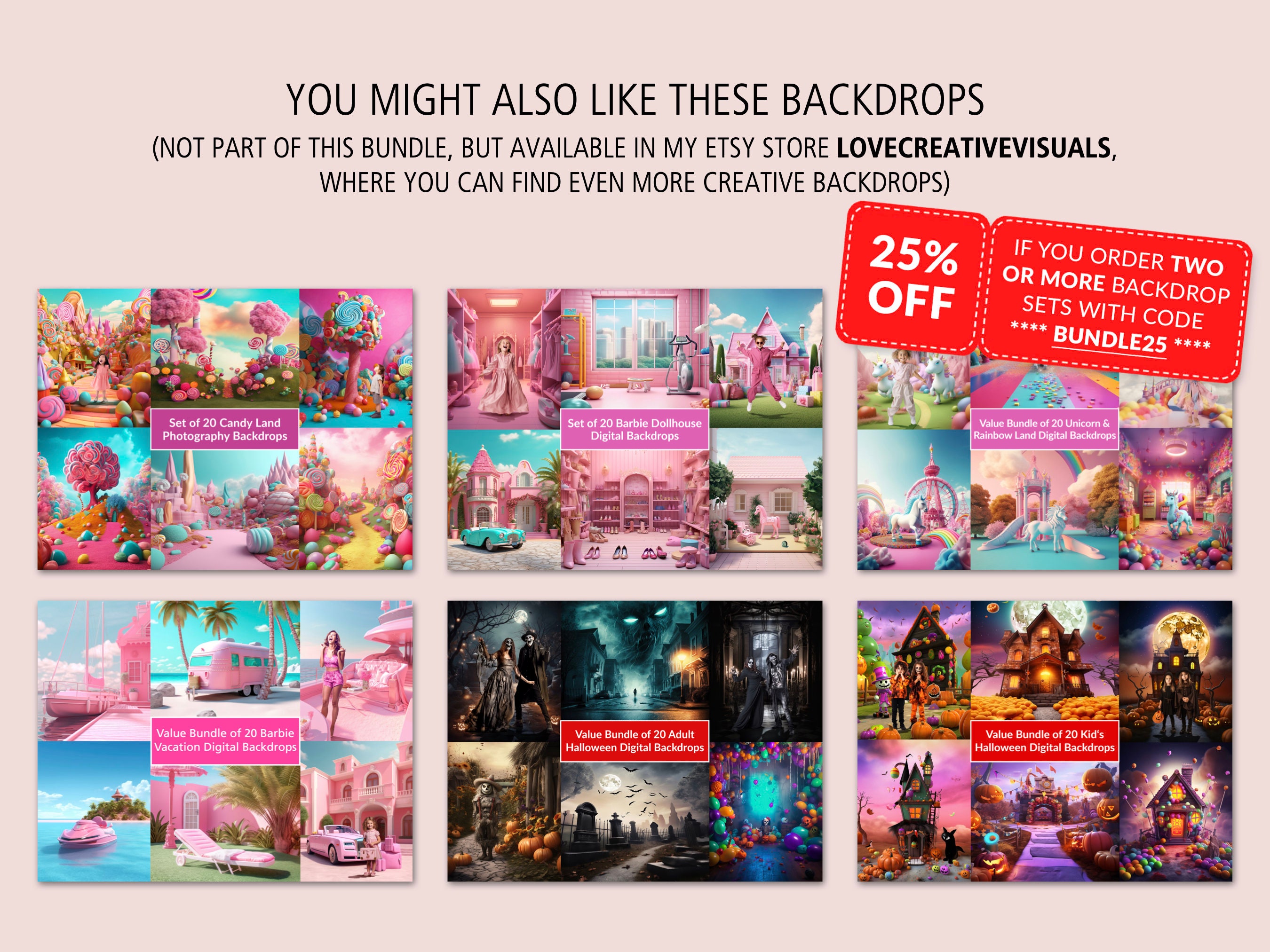 Value Background Bundle Barbie Dollhouse Digital Backdrop Halloween ...