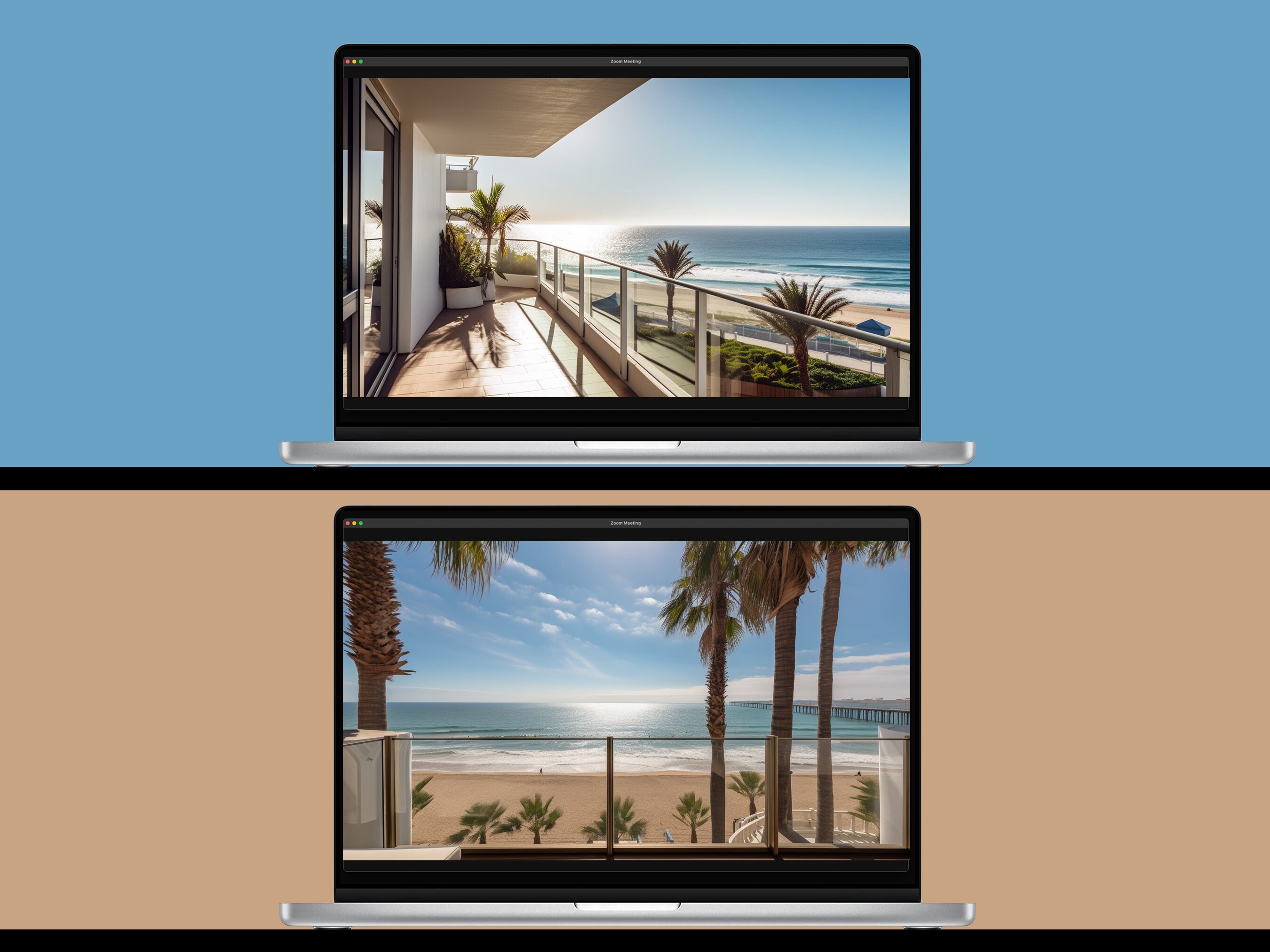 Set of 10 Zoom Backgrounds Streamer Backdrop Tropical Beach Sea and ...