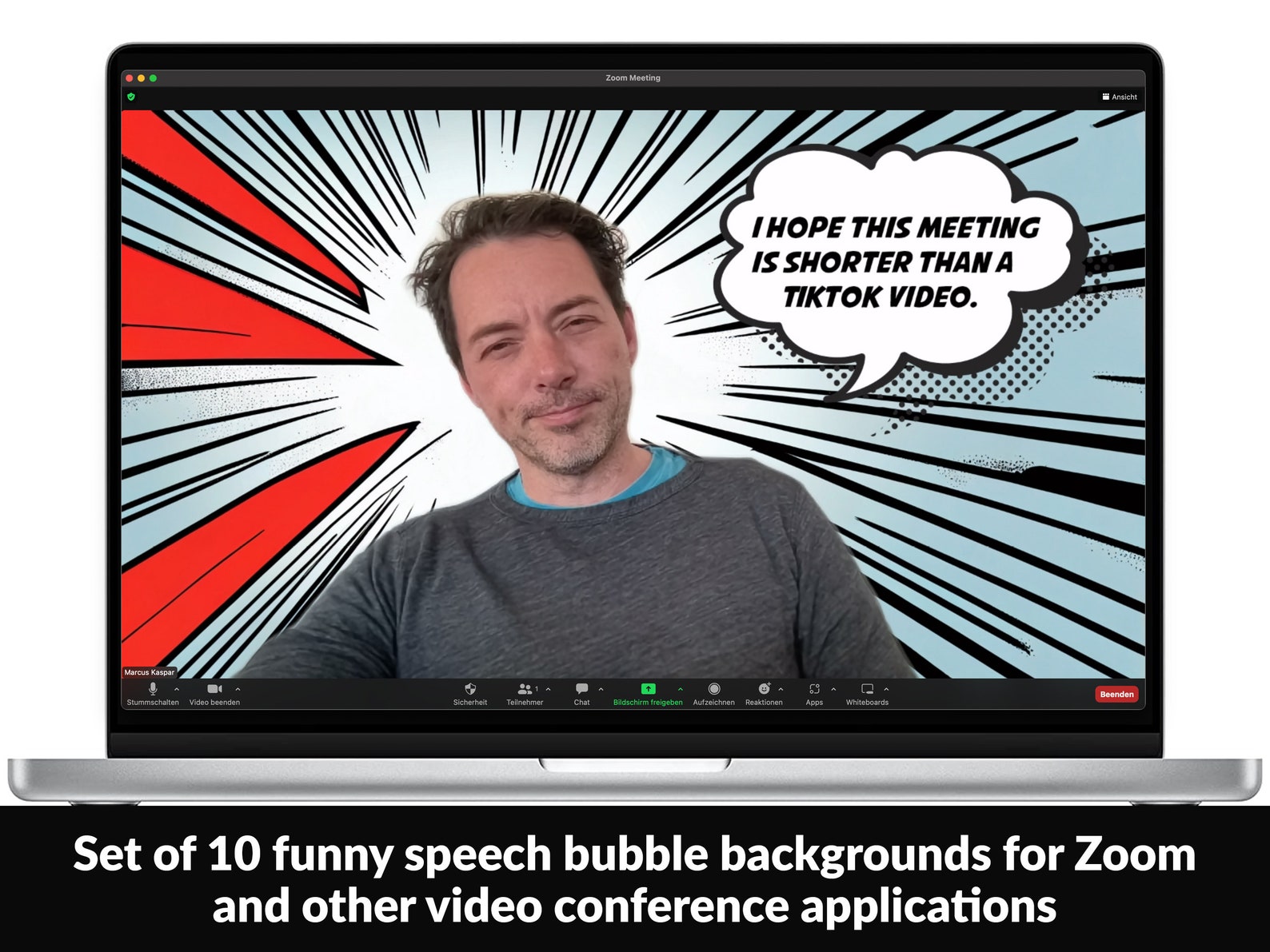Set of 10 Zoom Backgrounds Streamer Backdrop Funny Speech Bubble Video ...