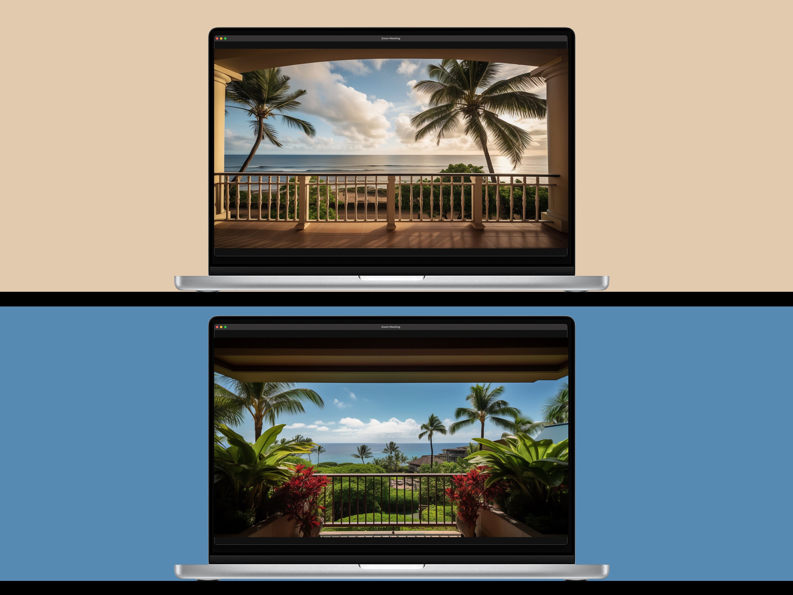 Set of 10 Zoom Backgrounds Streamer Backdrop Tropical Beach Sea and ...