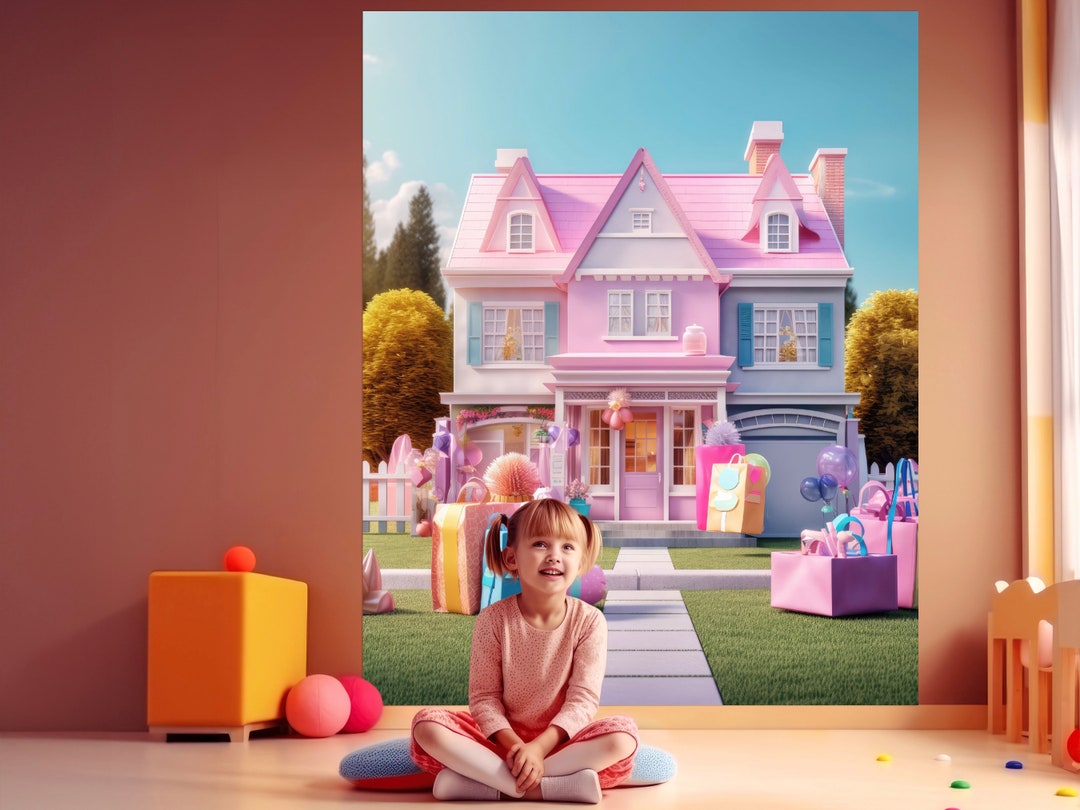 8x10 Ft Barbie Dollhouse Wallpaper Backdrop Studio 8x10 Barbie Poster ...