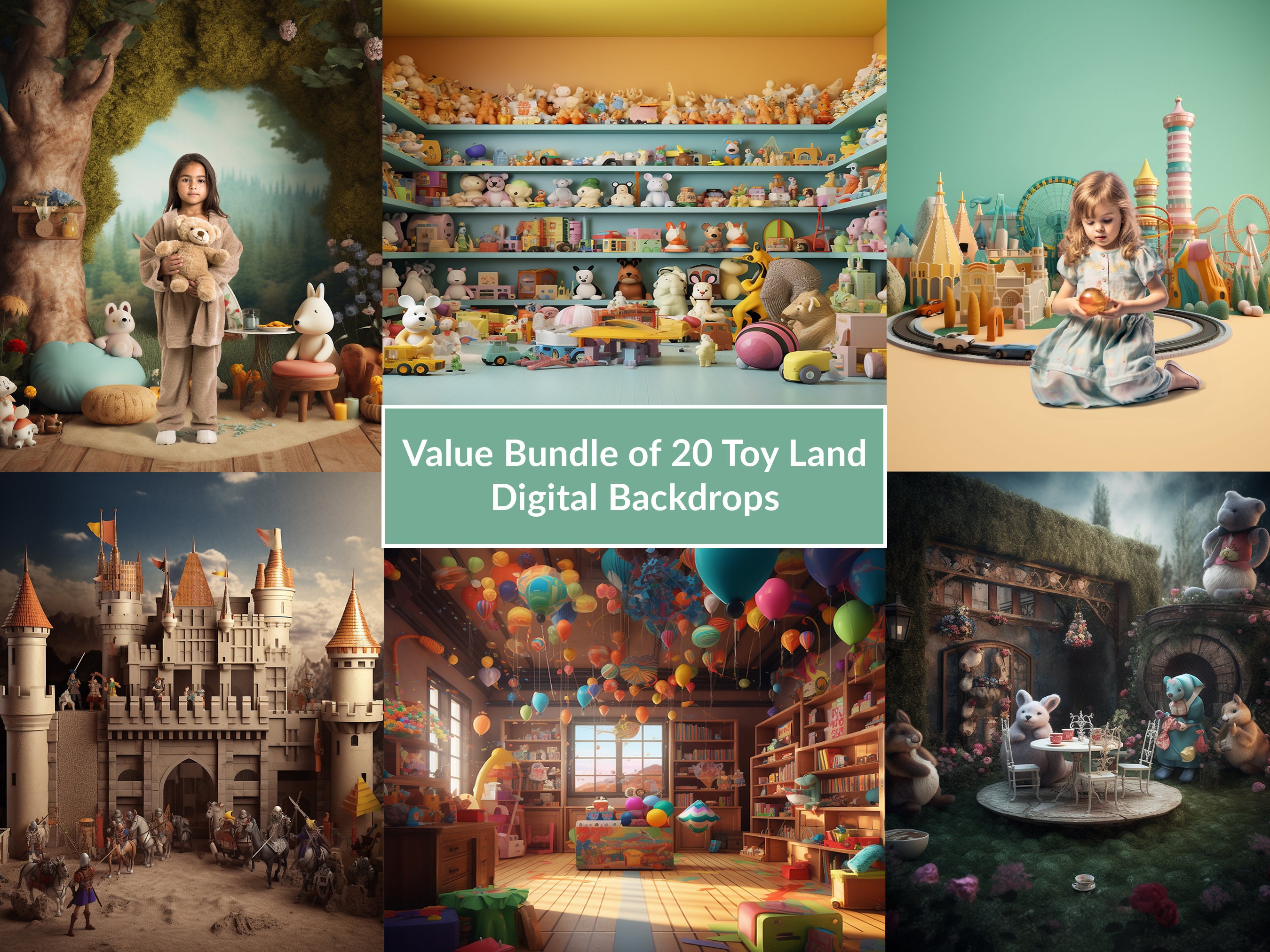 Value Bundle of 20 Toy Land Backdrop, Princess Backdrop, Kids Fairy ...