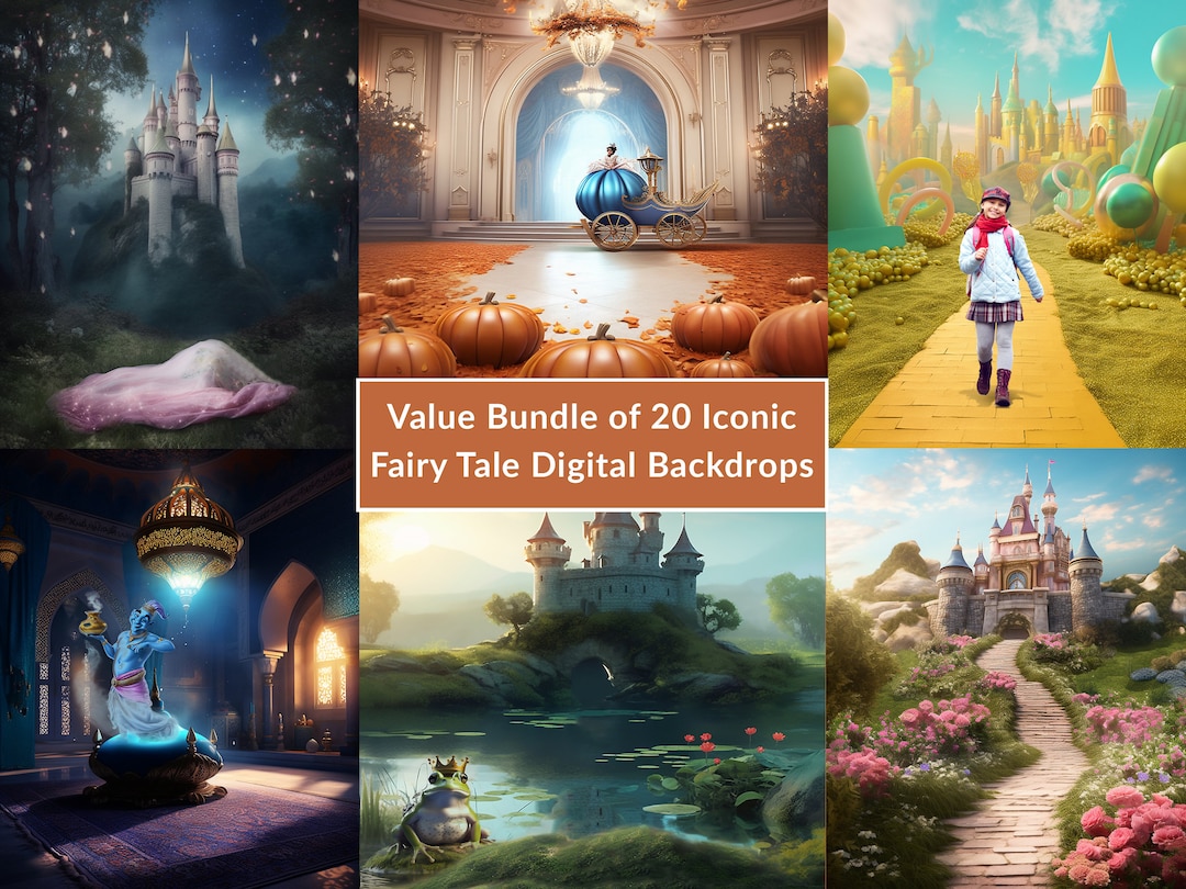 Value Bundle of 20 Iconic Fairy Tale Backdrop, Princess Background ...