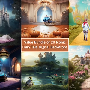 Value Bundle of 20 Iconic Fairy Tale Backdrop, Princess Background ...