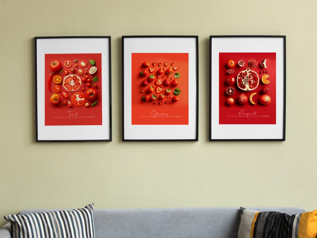 Food Poster Print 3 Pieces, Printable Kitchen Wall Art, Modern Home ...